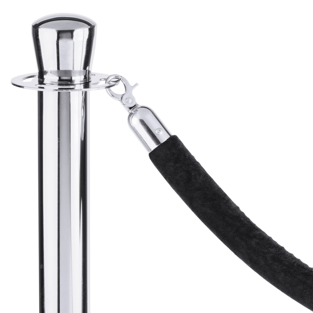 Lancaster Table & Seating Black 5' Stanchion Rope with Silver Ends for ...